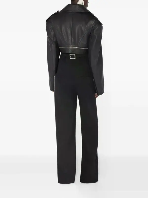 JEAN PAUL GAULTIER Cropped Leather Biker Jacket