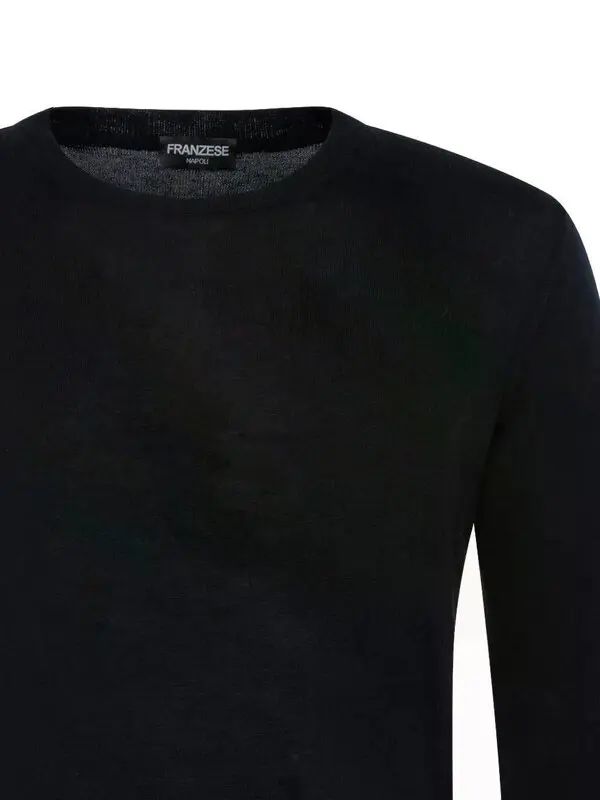 FRANZESE COLLECTION Ribbed Crew Neck Sweater - Black