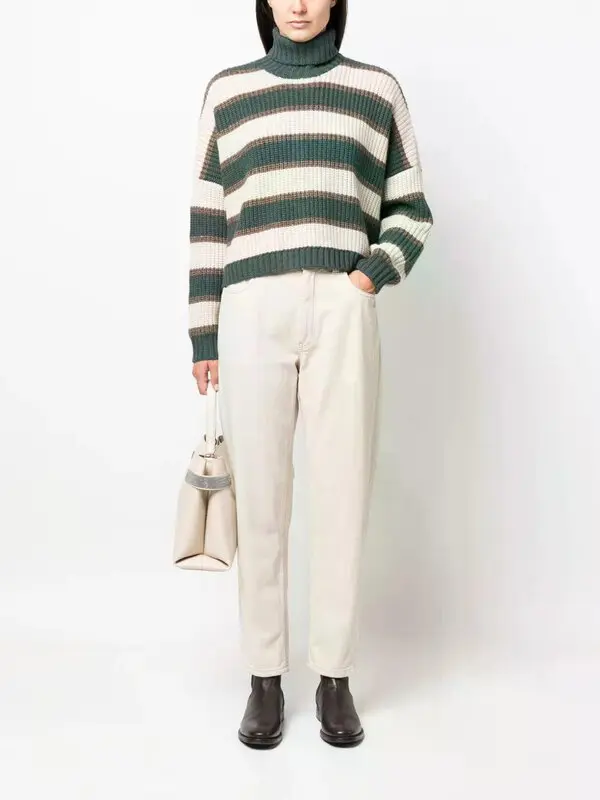Brunello Cucinelli Striped Turtleneck Sweater