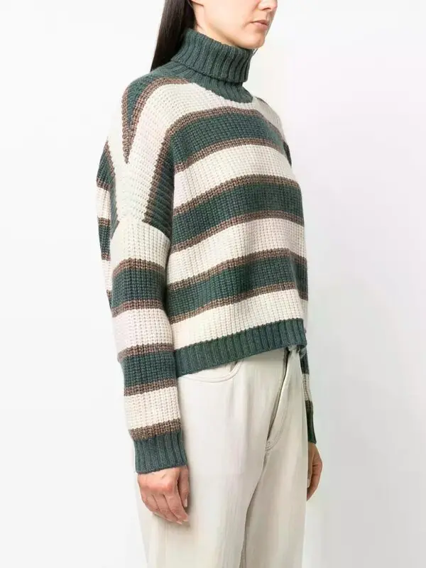 Brunello Cucinelli Striped Turtleneck Sweater