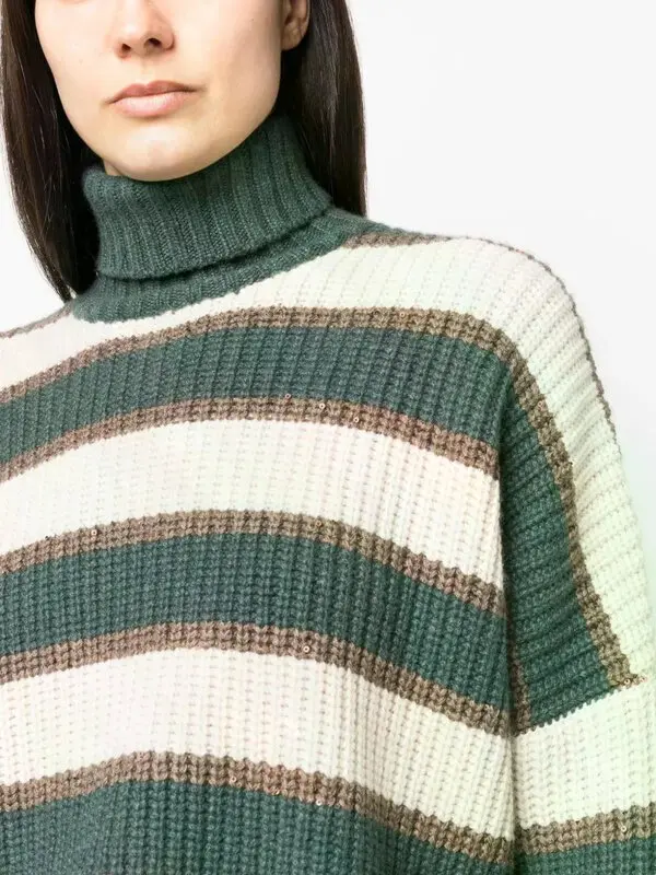 Brunello Cucinelli Striped Turtleneck Sweater