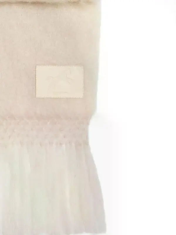 JIL SANDER Logo-patch Fringed Scarf - Neutrals