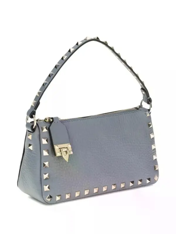 Valentino Garavani Small Rockstud Grained Shoulder Bag - Blue