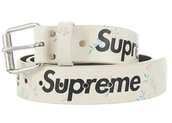 Supreme Repeat Leather Belt - White