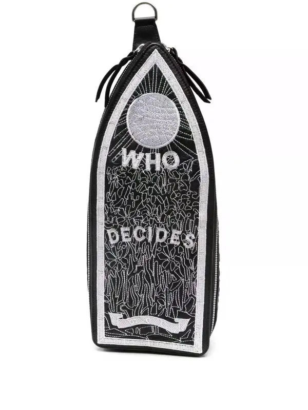 WHO DECIDES WAR Leather Messenger Bag - Black