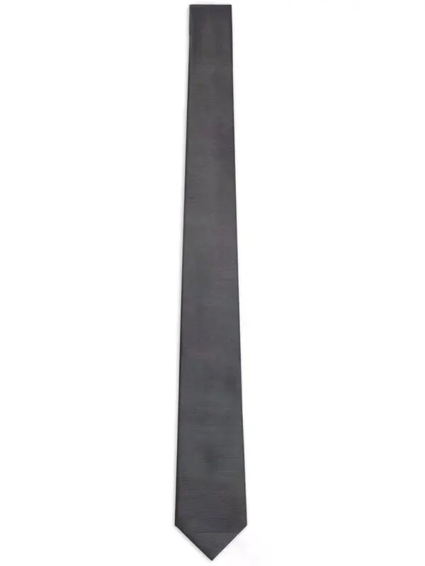 Emporio Armani Embroidered Silk Neck Tie - Grey