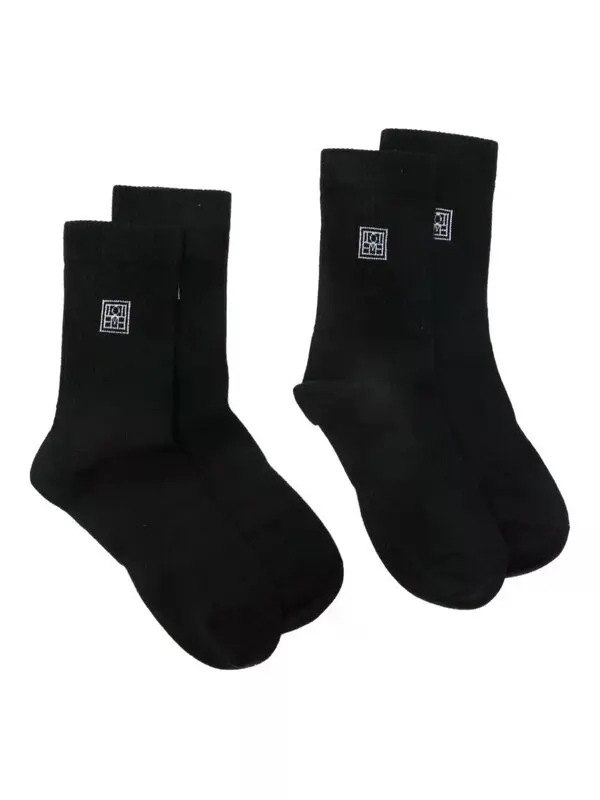 TOTEME Monogram-embroidered Socks - Black