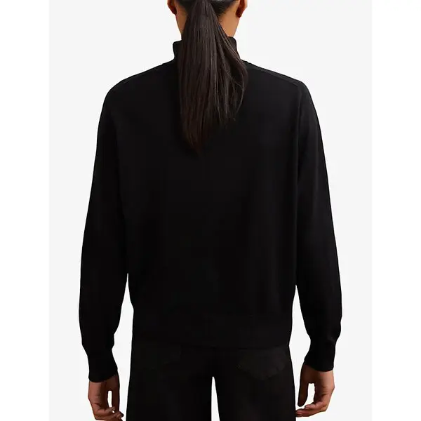 REISS Wendy Roll-neck Wool Jumper - Black