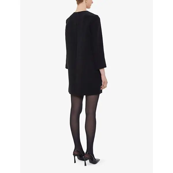 JOSEPH Bixio Embellished-pocket Satin Mini Dress - Black