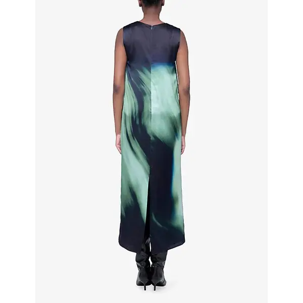 LEEM Printed Silk Midi Dress