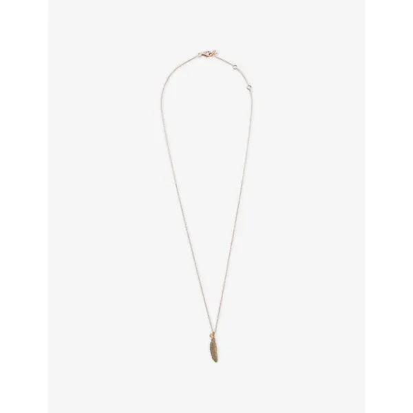 Kismet By Milka Raven Feather Diamond Pendant Necklace - Rose Gold