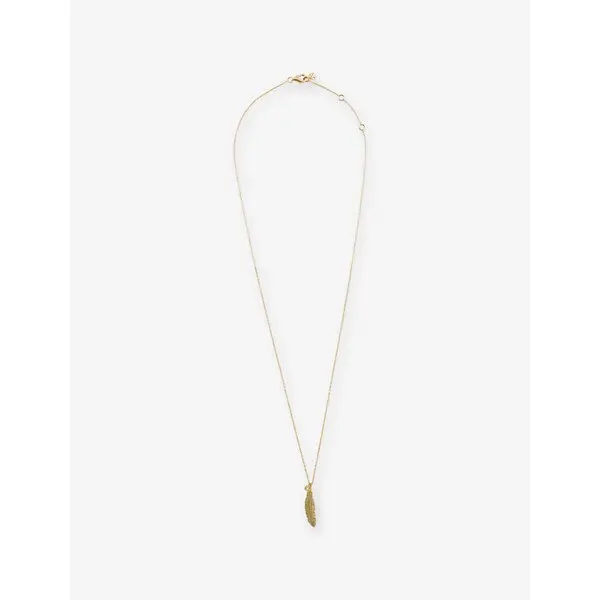 Kismet By Milka Raven Feather Diamond Pendant Necklace - Yellow Gold