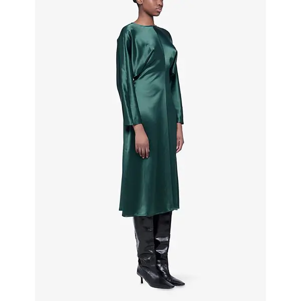 LEEM Batwing Sleeve Satin Maxi Dress