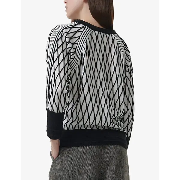 LEEM Argyle-mesh Textured Knitted Jumper