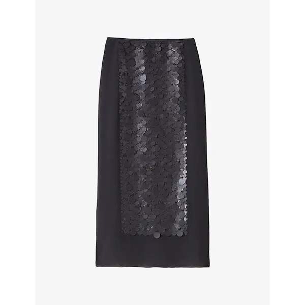 JOSEPH Sequin-embellished Chiffon Midi Skirt - Black