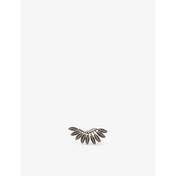 Kismet By Milka Feather Arc Diamond Stud Earring - Rose Gold
