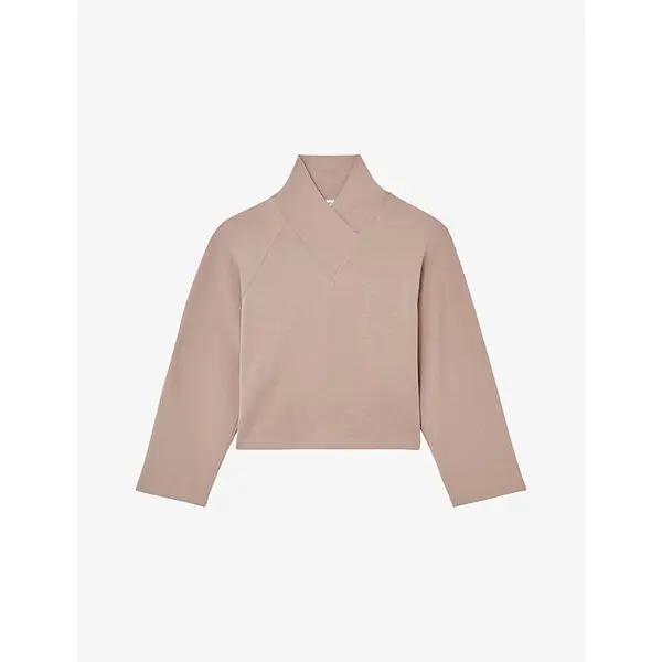 REISS Stretch-jersey Jumper - Taupe Neutral