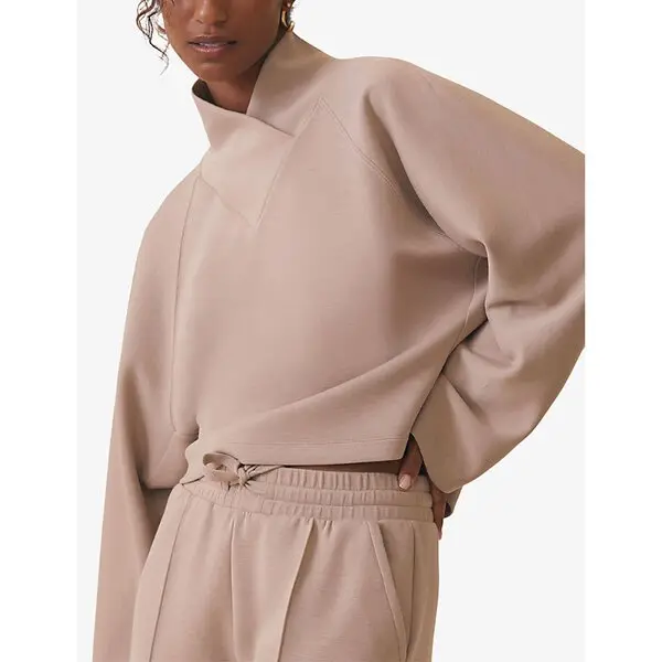 REISS Stretch-jersey Jumper - Taupe Neutral