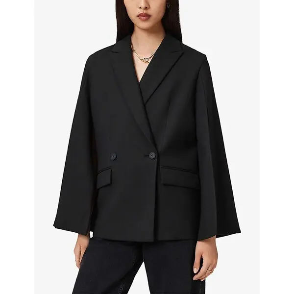 ALLSAINTS Luna Cape Double-breasted Stretch-woven Blazer