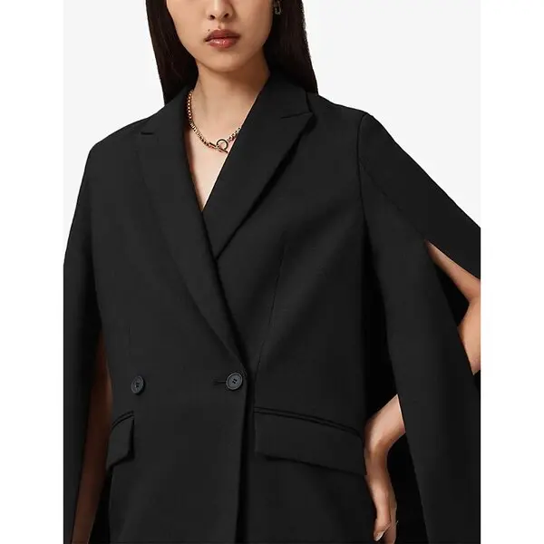 ALLSAINTS Luna Cape Double-breasted Stretch-woven Blazer