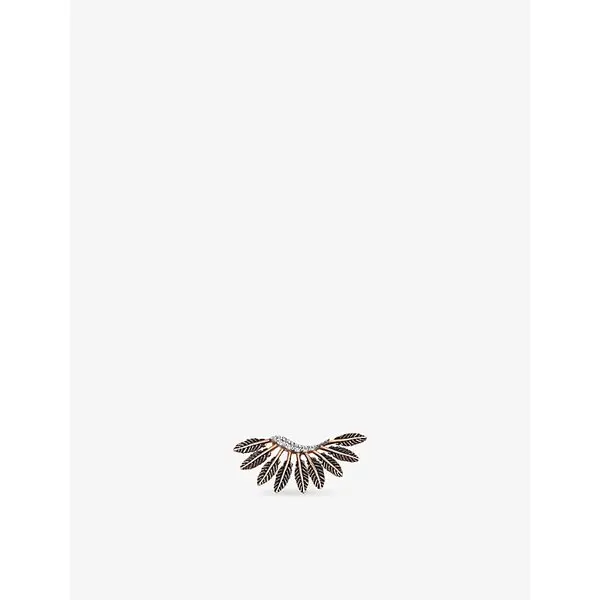 Kismet By Milka Feather Arc Diamond Stud Earring - Rose Gold