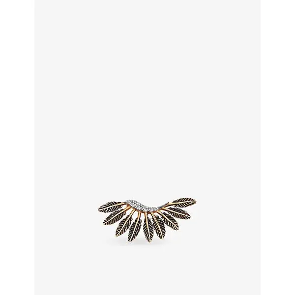Kismet By Milka Feather Arc Diamond Stud Earring - Yellow Gold