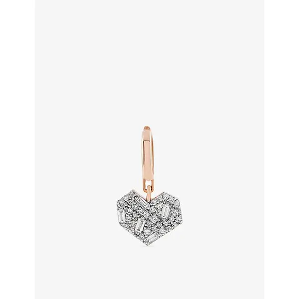 Kismet By Milka Mini Cherish Baguette And Diamond Charm - Rose Gold
