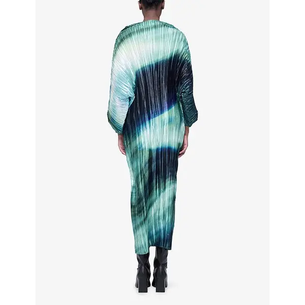 LEEM Printed Plisse Batwing Woven Maxi Dress