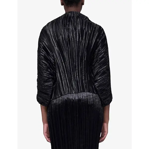 LEEM Plisse Batwing Woven Top - Black
