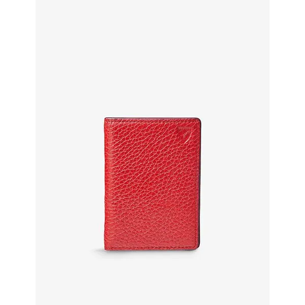 ASPINAL OF LONDON Logo-embossed Double-fold Leather Card Holder - Cardinalred