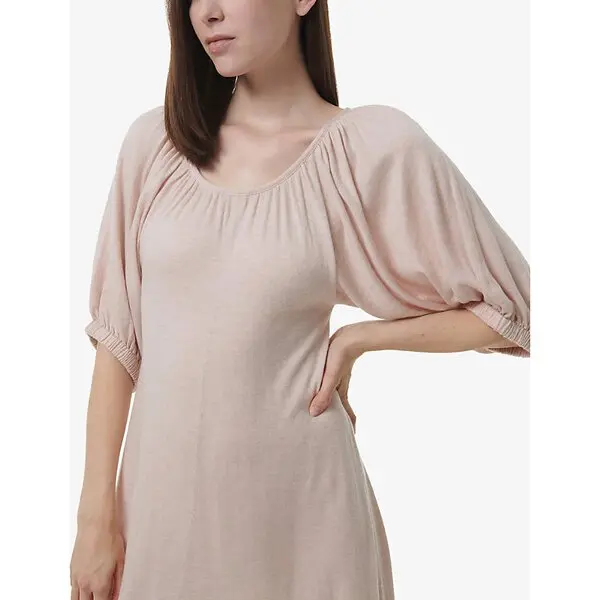 LEEM Balloon Sleeve Knitted Midi Dress