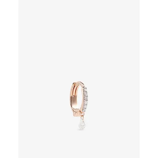 Kismet By Milka Diamond Drop Huggie Earring - Rose Gold