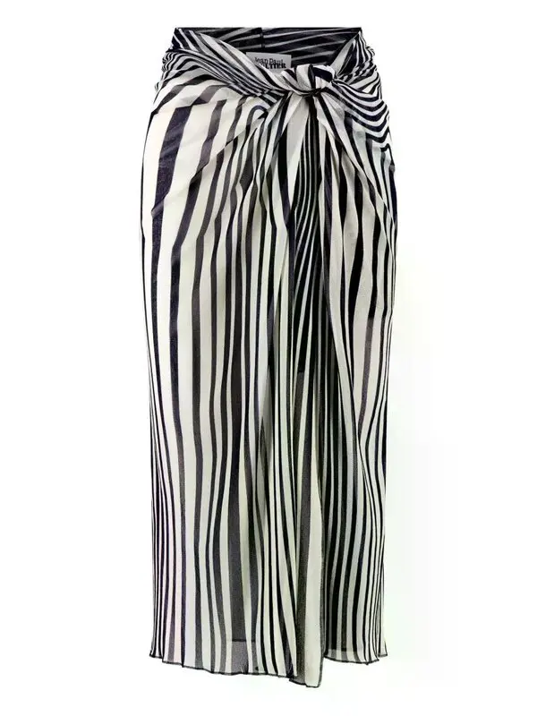 JEAN PAUL GAULTIER Le Paréo Striped Morphing Body Skirt - White