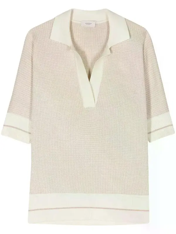 Agnona Houndstooth Knit Polo Shirt