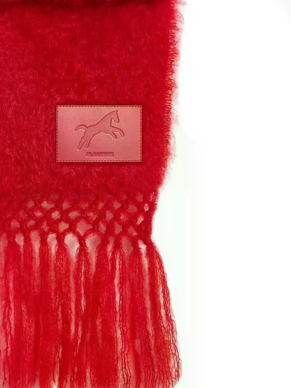 JIL SANDER Logo-patch Fringed Scarf