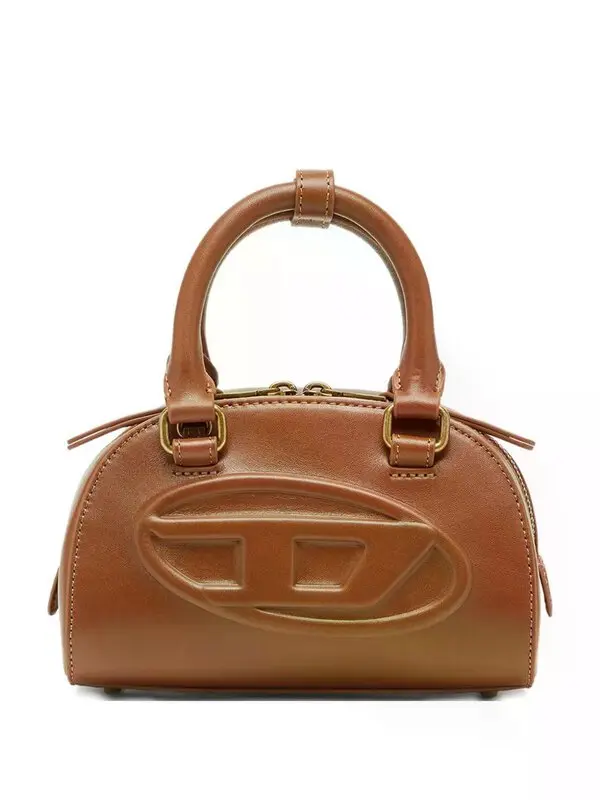 DIESEL® 1dr Embossed Oval Logo Dome Bag - Brown