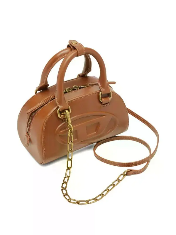 DIESEL® 1dr Embossed Oval Logo Dome Bag - Brown