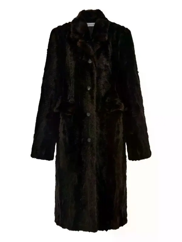FERRAGAMO Mink-effect Single-breasted Coat