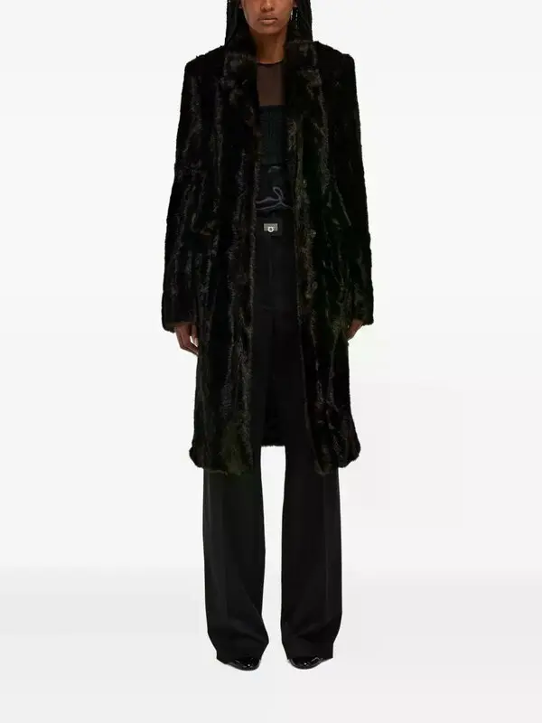 FERRAGAMO Mink-effect Single-breasted Coat