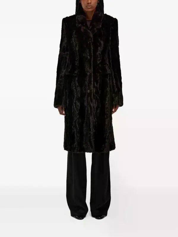 FERRAGAMO Mink-effect Single-breasted Coat