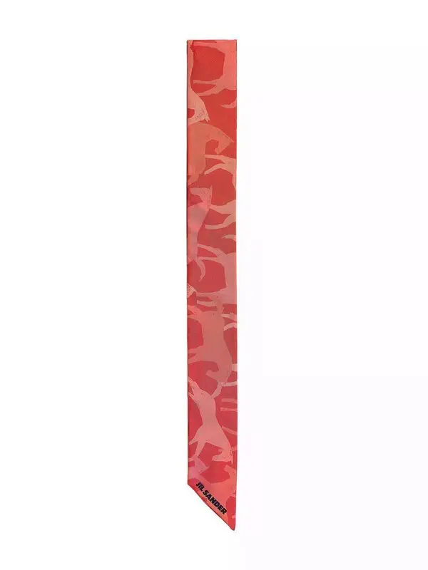 JIL SANDER Horse-print Logo Bandeau Scarf - Red