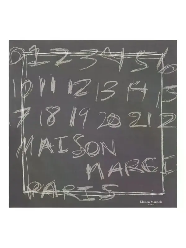 MAISON MARGIELA Numbers-print Neckerchief - Grey