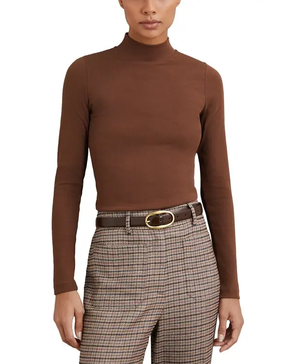 REISS Polly Rib Funnel Neck Top