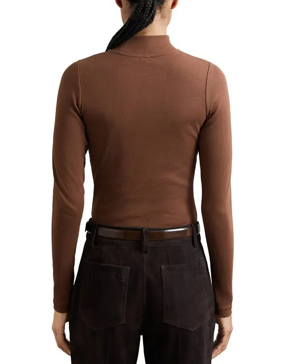 REISS Polly Rib Funnel Neck Top