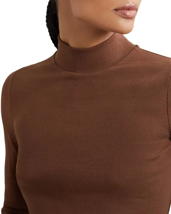 REISS Polly Rib Funnel Neck Top