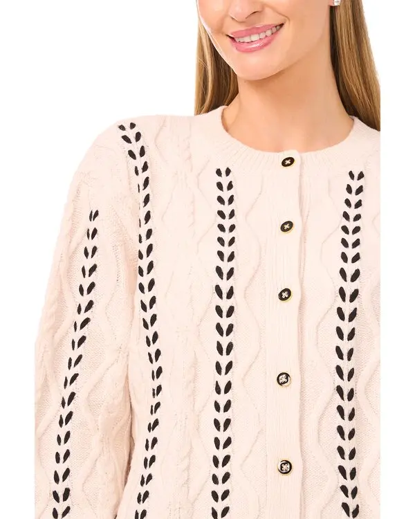 CECE DUPRAZ Cable Knit Ribbon Cardigan