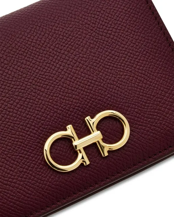 FERRAGAMO Gancini Compact Leather Wallet - Plum