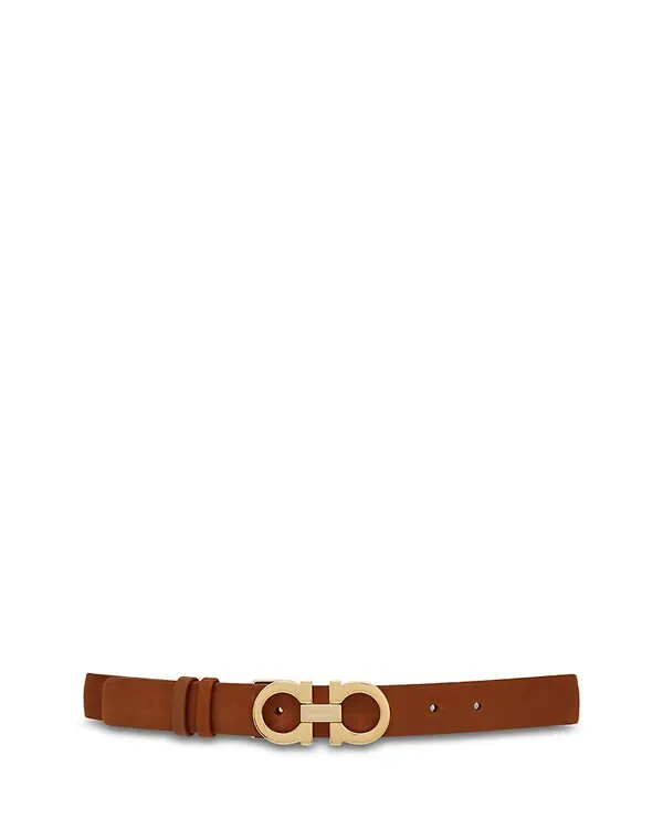 FERRAGAMO Gancini Nubuck Leather Belt - Natural