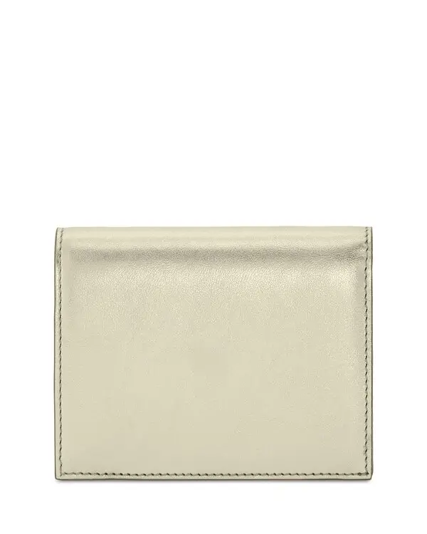 FERRAGAMO Gancini Compact Metallic Leather Wallet