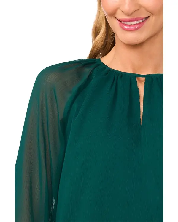 CECE DUPRAZ Tiered Flowy Keyhole Blouse